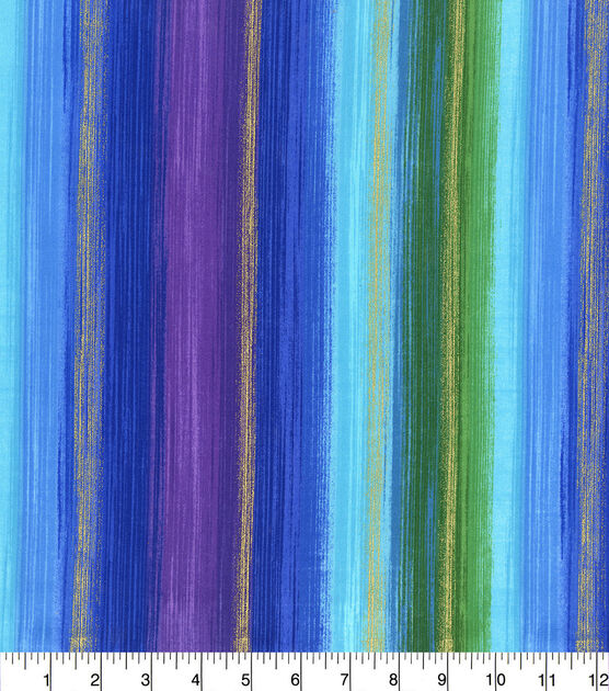 Hi Fashion Blue Stripe Premium Metallic Cotton Fabric Joann