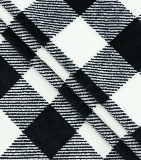Black And White Buffalo Plaid Sew Lush Fleece Fabric Joann