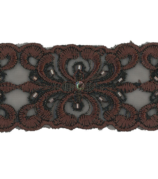 Wrights Sheer Band Trim With Beads 15 Brown Joann