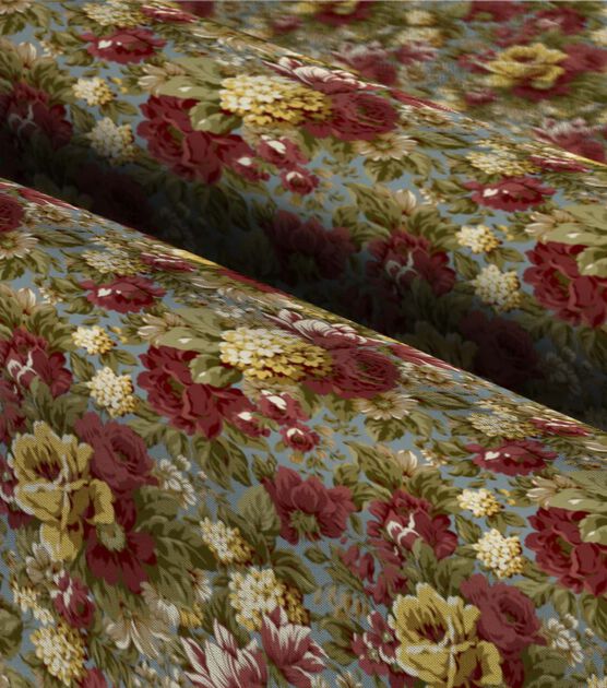 Springs Creative Large Floral On Blue Premium Cotton Fabric Joann