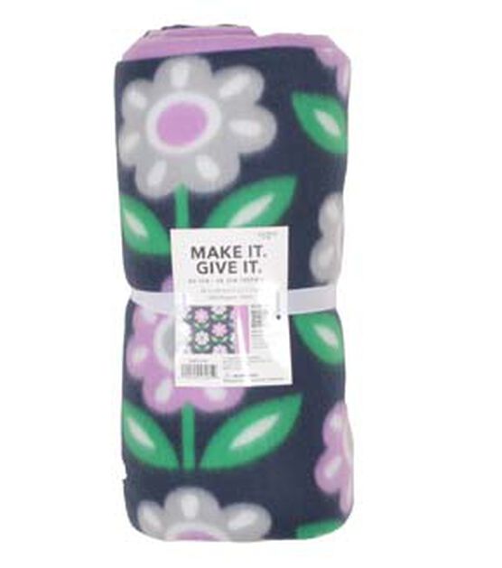 48 Wide Floral On Blue No Sew Fleece Blanket By Happy Value Joann