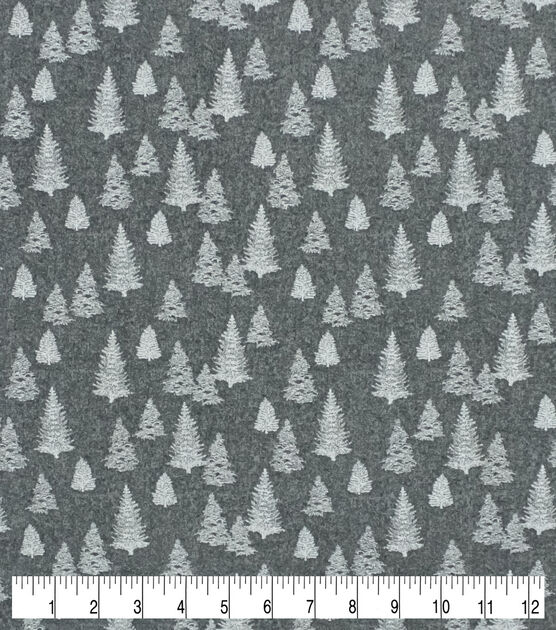 White Trees On Gray Christmas Cotton Fabric Joann