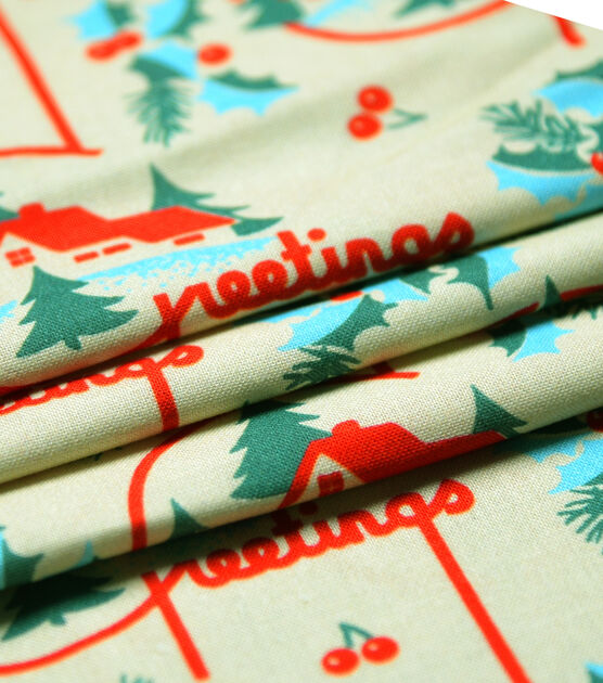 Green And Red Yuletide Greetings Christmas Cotton Fabric Joann