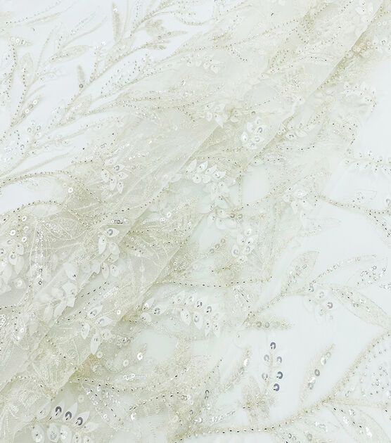 Bridal Sequin Beaded Vines On Mesh Fabric Joann