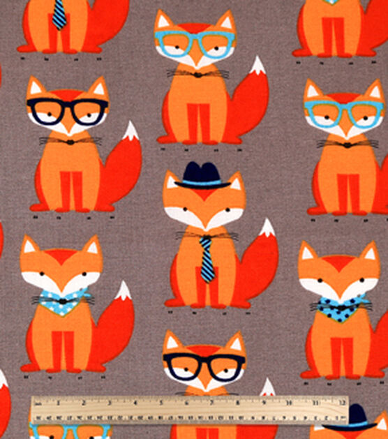 18 X 20 Foxes On Gray Novelty Cotton Fabric Quarter 1pc Joann