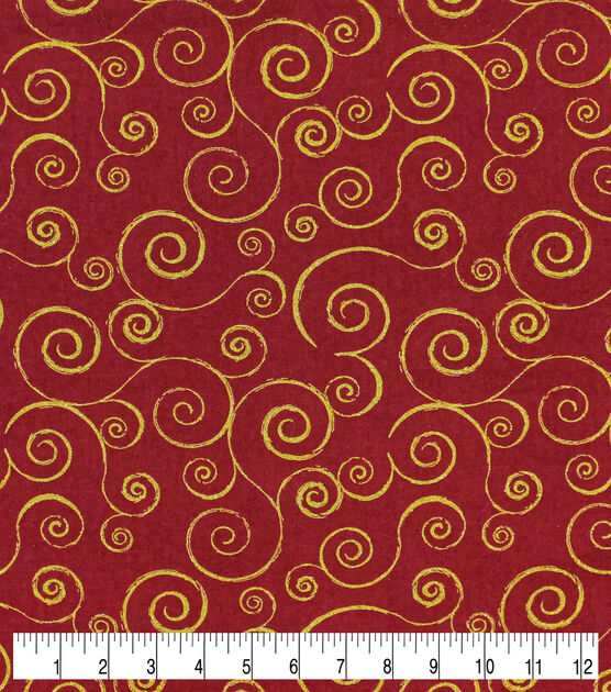 Scrolls Christmas Glitter Cotton Fabric Joann