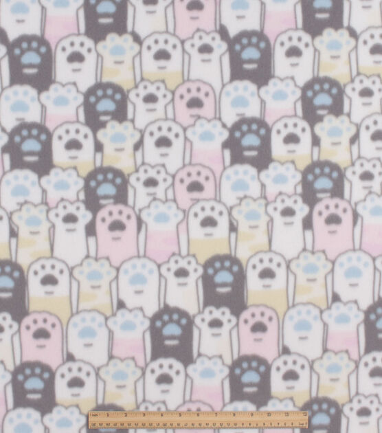 White And Pink Cat Paw Prints Blizzard Fleece Fabric Joann