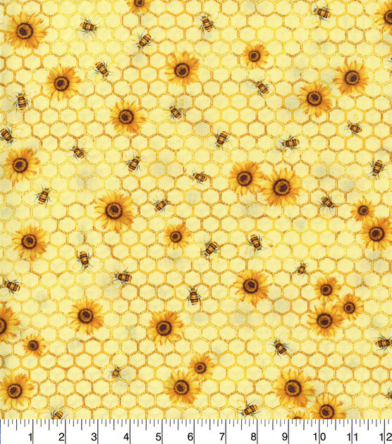 Hi Fashion Honeycomb Florals Yellow Premium Print Cotton Fabric Joann