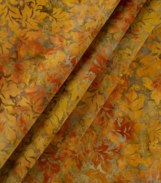 Orange Leaves Batik Cotton Fabric Joann