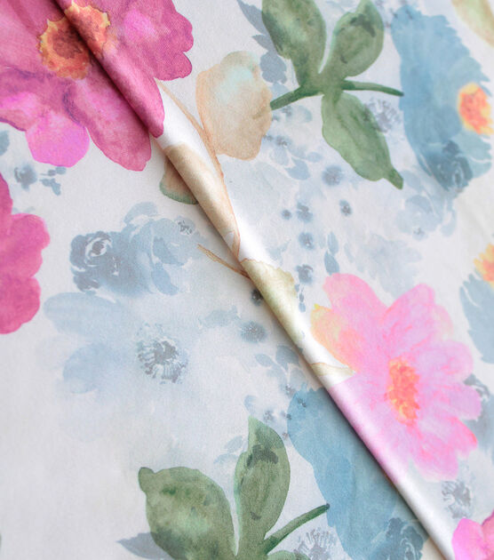 Dusty Blue Mauve Watercolor Roses Double Brushed Jersey Knit Fabric Joann