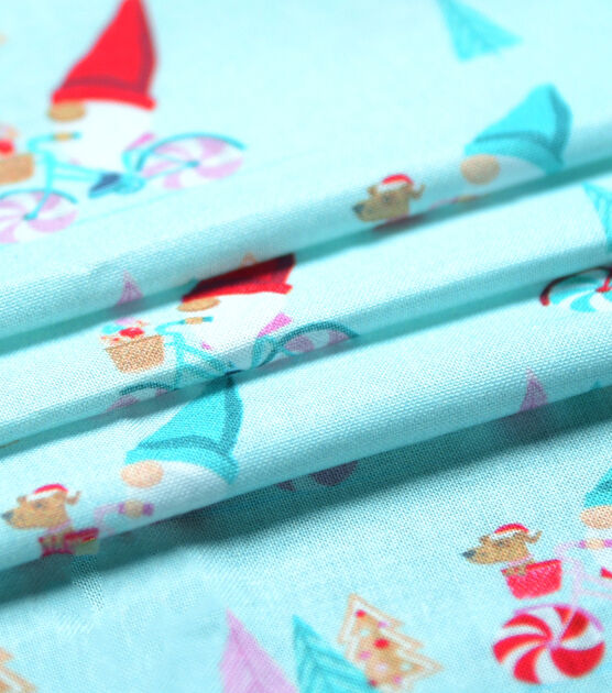 Gnomes And Trees On Blue Christmas Cotton Fabric Joann