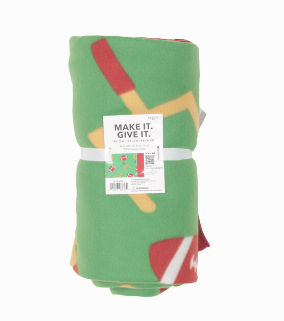 48 Wide Football Icons On Green No Sew Fleece Blanket By Make It Give