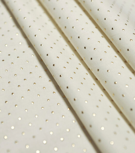 Gold Diamond Dew Drops Cream Quilt Foil Cotton Fabric By Keepsake