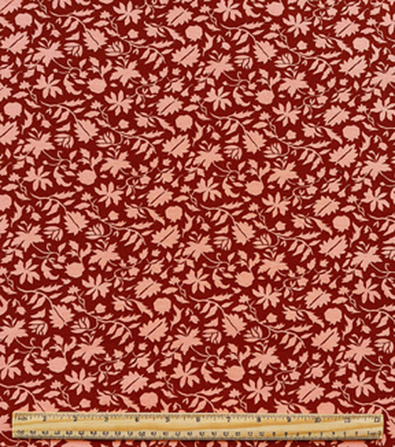 Coral Fall Leaves Double Brush Jersey Knit Fabric Joann