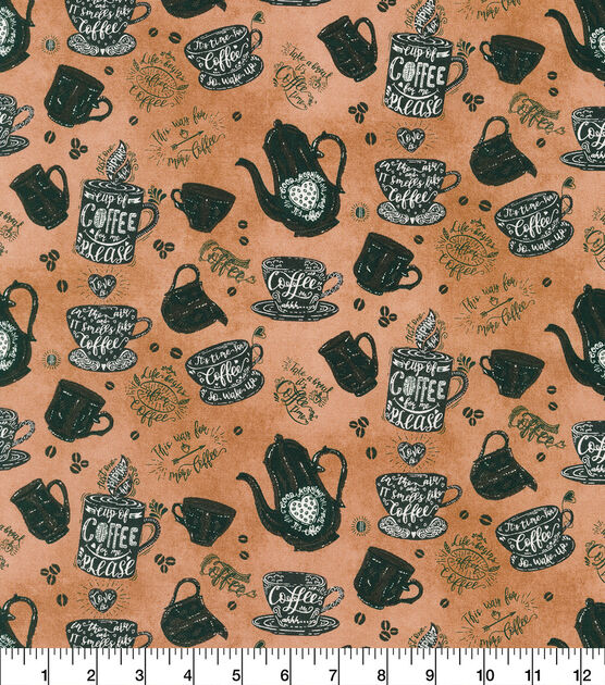 Robert Kaufman Coffee Please Brown Novelty Cotton Fabric Joann