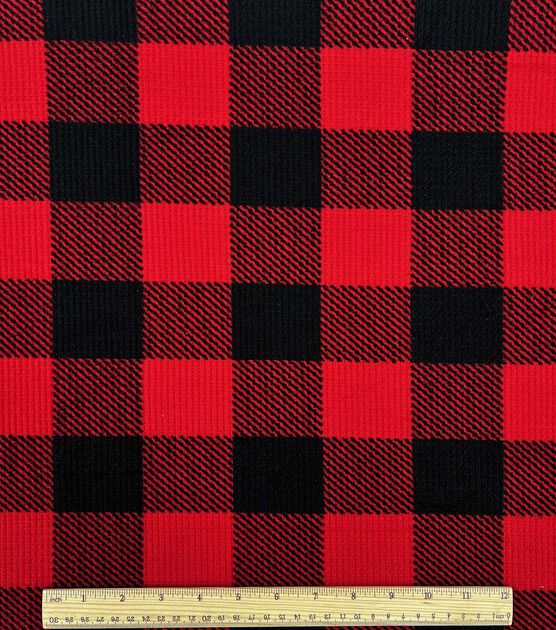 Black And Red Buffalo Check Brush Waffle Knit Fabric Joann
