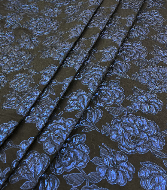 Badgley Mischka Navy And Black Floral Jacquard Fabric Joann