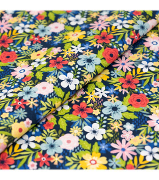 Singer Floral Navy Patriotic Cotton Fabric Joann