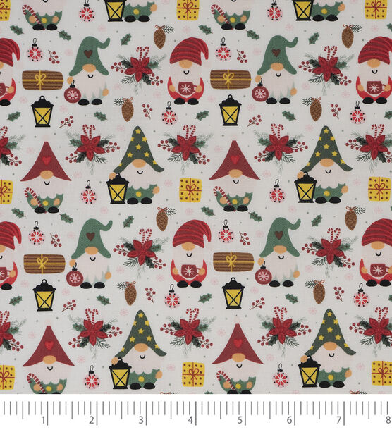 Singer Holiday Gnomes On White Christmas Cotton Fabric Joann