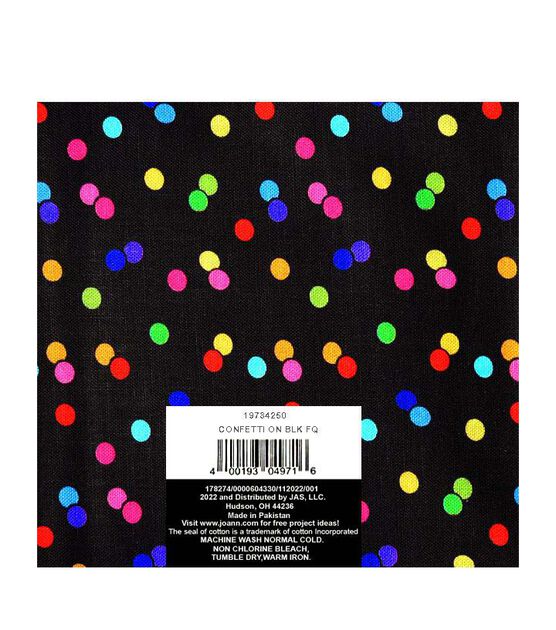 18 X 21 Confetti On Black Cotton Fabric Quarter 1pc Joann