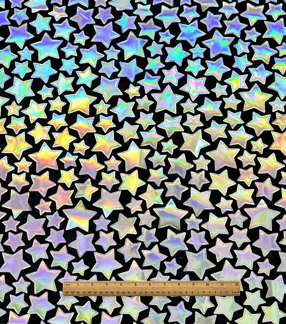 Holographic Applique Stars On Black Velvet Fabric By Glitterbug Joann