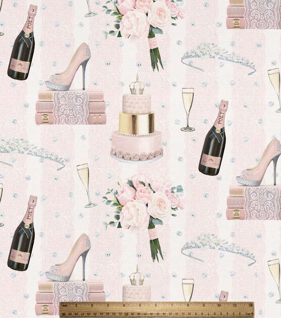David Textiles Wedding Glamour On Pink Novelty Cotton Fabric Joann