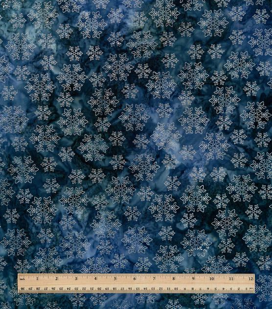Metallic Snowflakes On Blue Christmas Cotton Fabric Joann