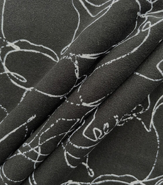 Black And White Sketched Floral Jersey Knit Fabric Joann