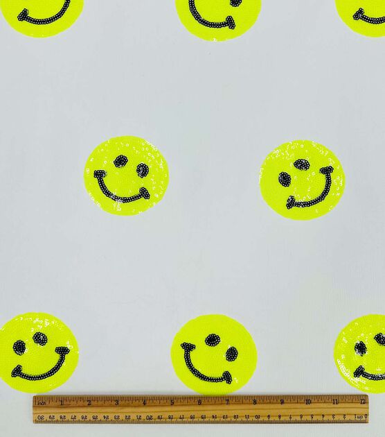 Sequin Yellow Smiley Faces Mesh Fabric By Glitterbug Joann