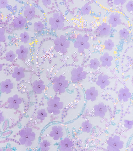 Glitterbug 3d Floral Iridescent Sequin Mesh Fabric Joann
