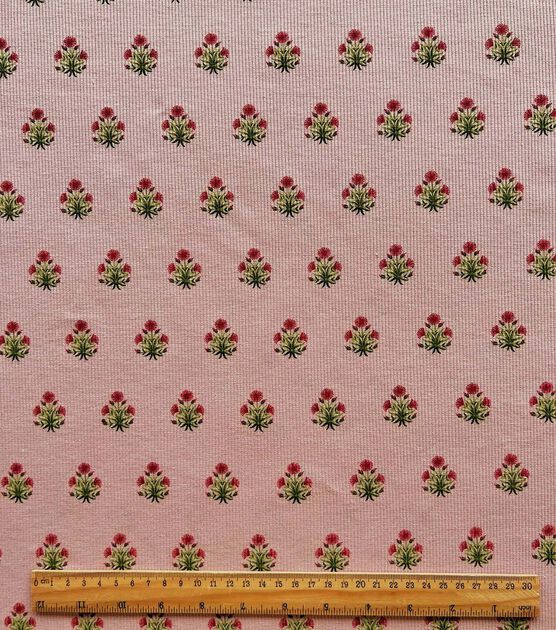 Floral On Pink Rib Knit Fabric Joann
