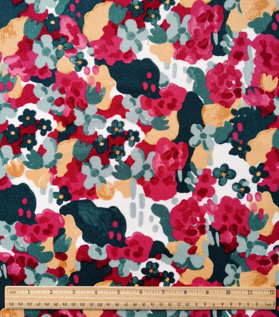 Green And Pink Abstract Floral Luxe Flannel Fabric Joann