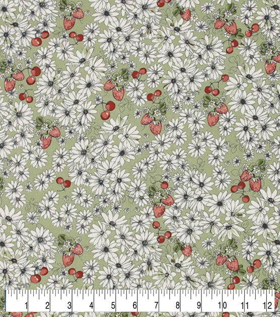 Flowers And Berries On Sage Quilt Cotton Fabric By Keepsake Calico Joann
