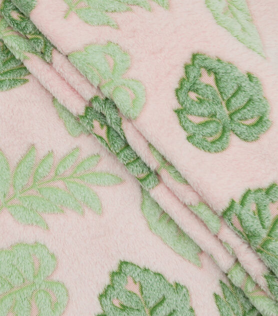 Summer Green Embossed Simple Tropical Leaves Sew Lush Fleece Fabric Joann