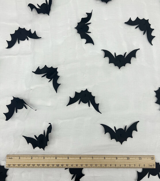 Black And White Bat Tattered Gauze Fabric By The Witching Hour Joann