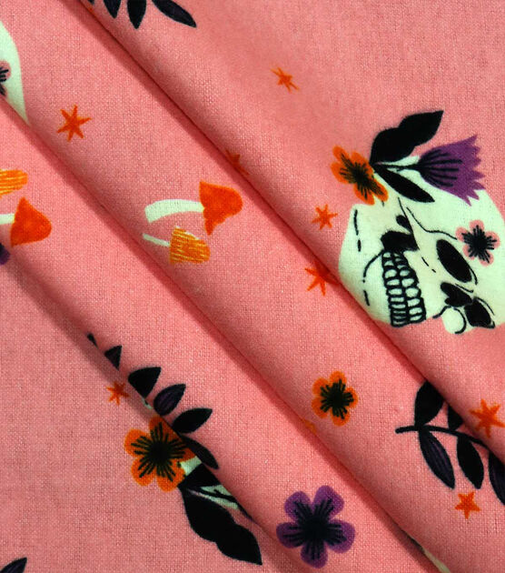 Pink Skulls And Plants Super Snuggle Flannel Fabric Joann