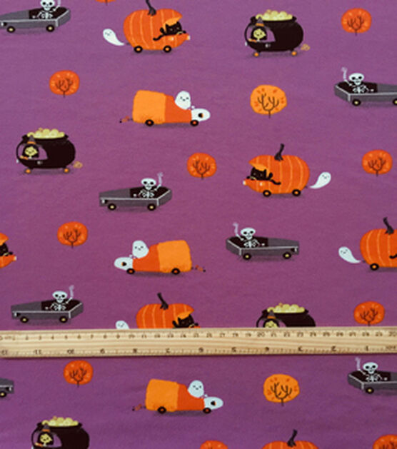Purple Halloween Cars Interlock Knit Fabric By Pop Joann