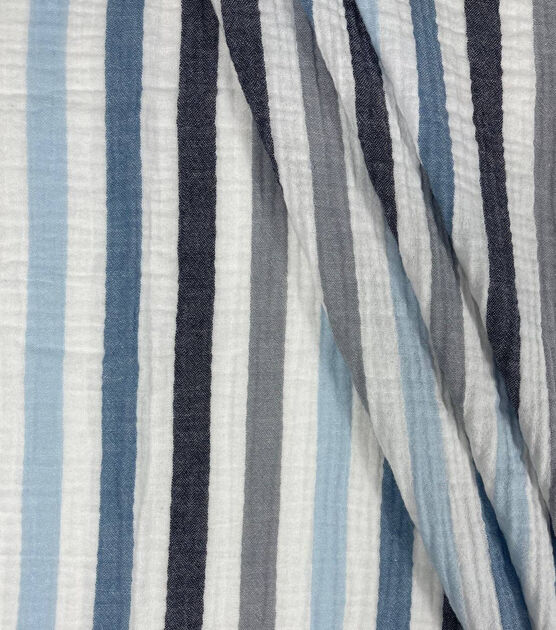 Blue Multi Stripe Bubble Gauze Fabric Joann