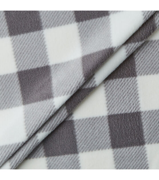 Eddie Bauer White And Gray Buffalo Checks Anti Pill Fleece Fabric Joann
