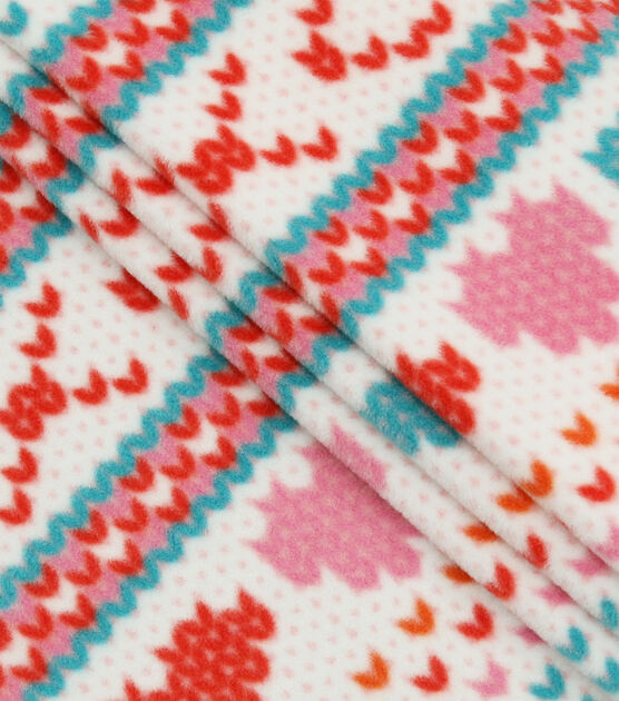 Fairisle Hearts On White Anti Pill Plush Fleece Fabric By Pop Joann