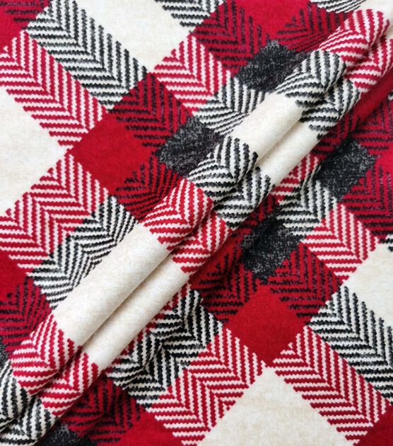 Red Diagonal Plaid Luxe Flannel Fabric Joann
