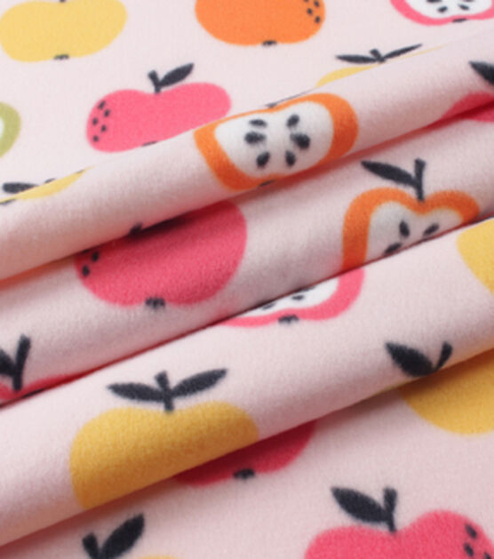 Multicolor Apples On Pink Blizzard Fleece Fabric Joann
