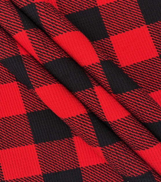 Black And Red Buffalo Check Brush Waffle Knit Fabric Joann