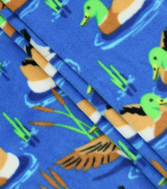 Mallards In Water On Blue Anti Pill Plush Fleece Fabric Joann