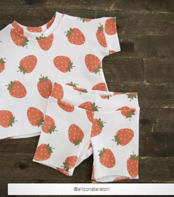 Strawberries On White Interlock Knit Fabric By Pop Joann