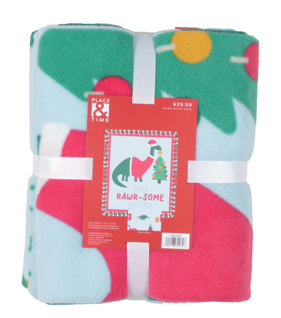 48 Wide Have A Rawrsome Christmas No Sew Fleece Blanket Joann