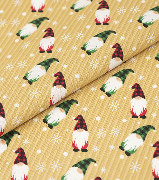 Singer 18 X 21 Gnomes On Yellow Christmas Cotton Fabric Quarter 1pc