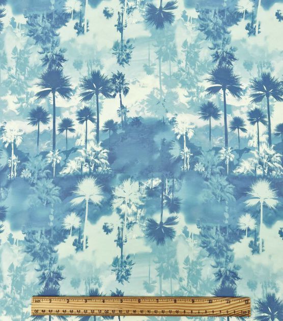 Blue Palm Trees Sheer Chiffon Silky Fabric Joann
