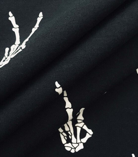 Skeleton Hands On Black Halloween Jersey Knit Fabric By Pop Joann