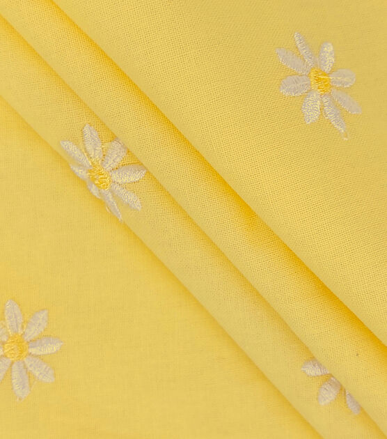 Daisy Embroideries On Yellow Quilt Cotton Fabric By Keepsake Calico Joann